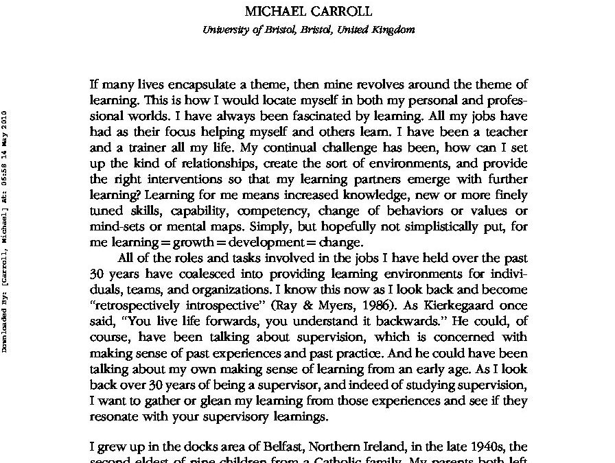 Supervision Critical Reflection for Transformational Learning ...